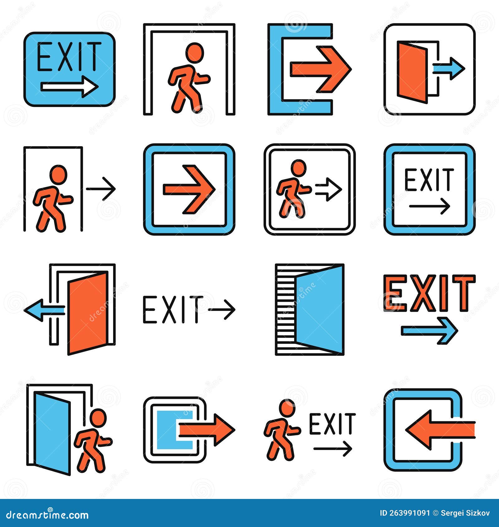 Exit Icons Set on White Background. Vector Stock Illustration ...