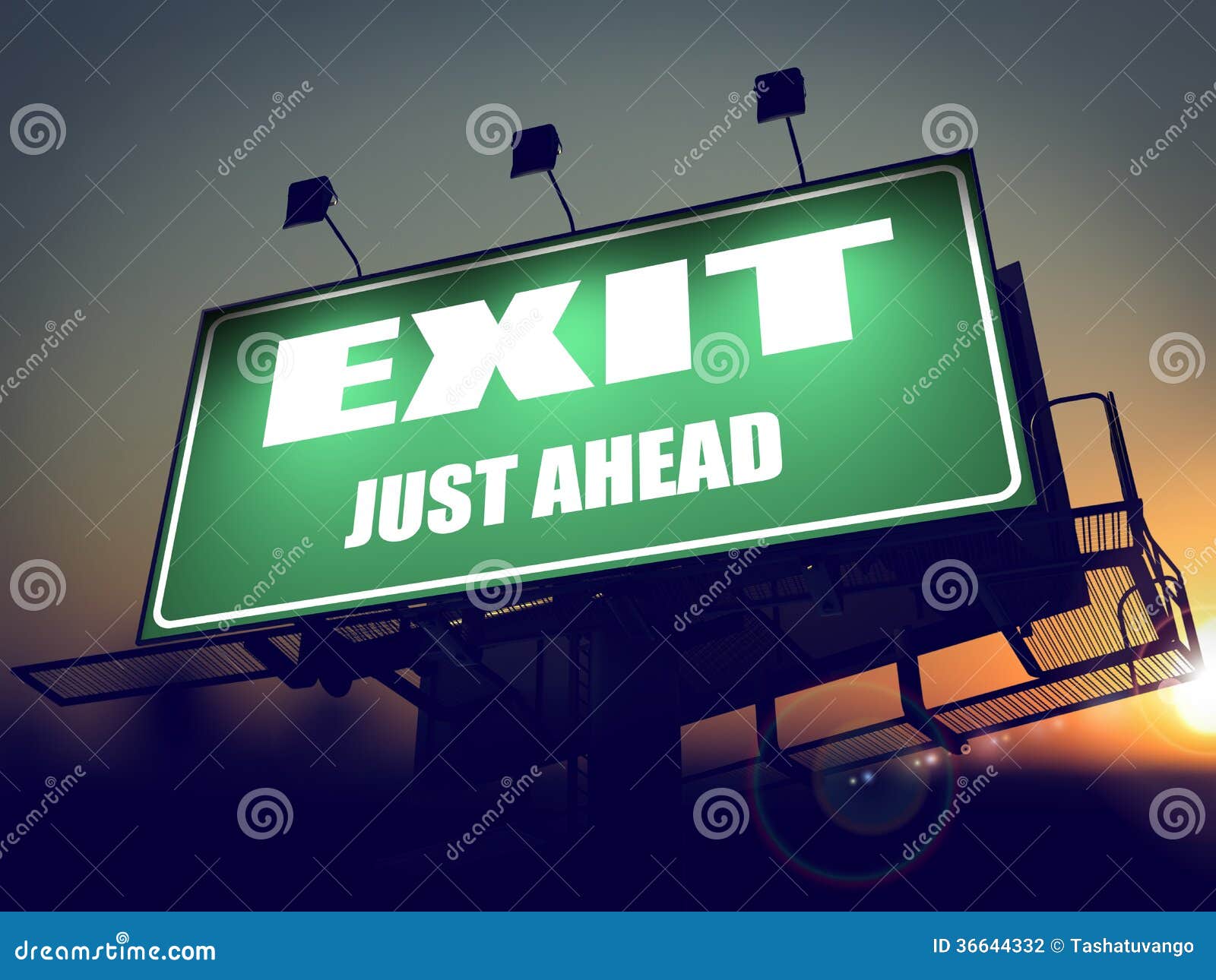 Exit Just Ahead on Green Billboard. Stock Illustration - Illustration ...