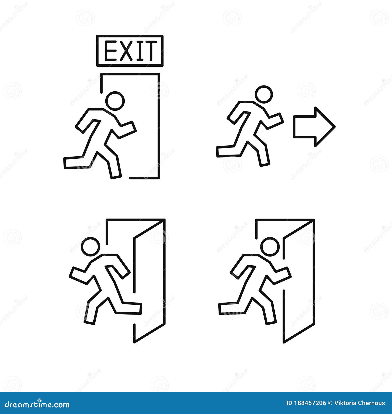 Exit Line Icons Set, Vector Simple Black Illustration Stock ...