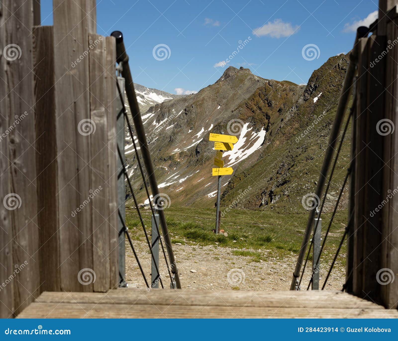 Exit from the Mountain Hut To Multidirectional Signs of Mountain Routes ...