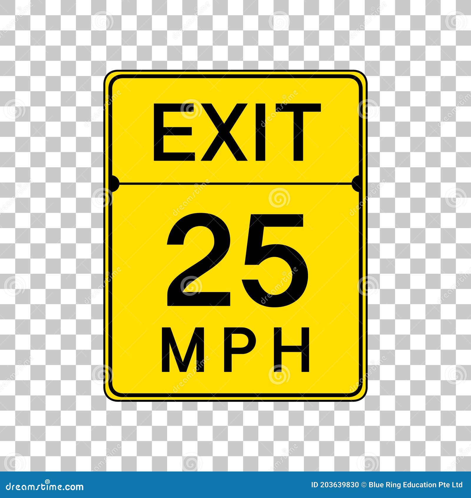 Exit 25 MPH Sign Isolated on Transparent Background Stock Vector ...