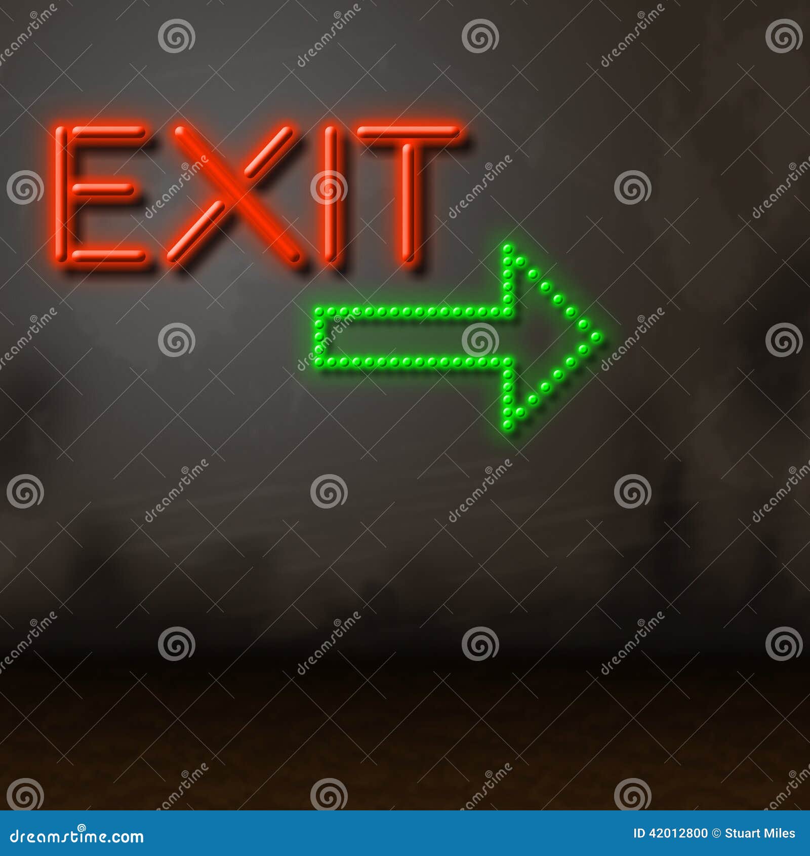 Exit Neon Indicates Escaping Exits and Glow Stock Illustration ...