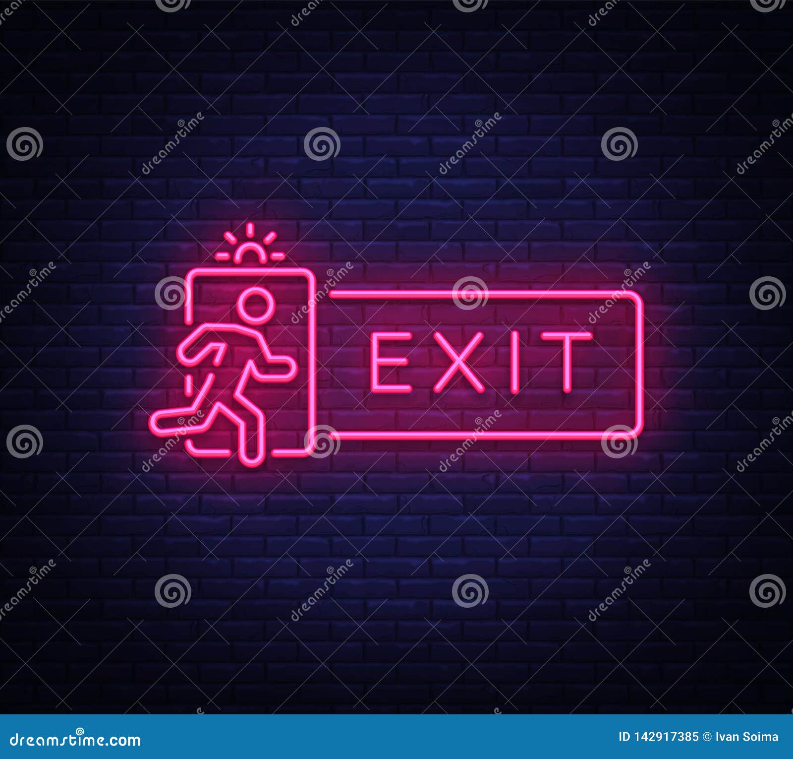 Exit Neon Signboard Vector. Exit Neon Sign, Design Template, Modern ...