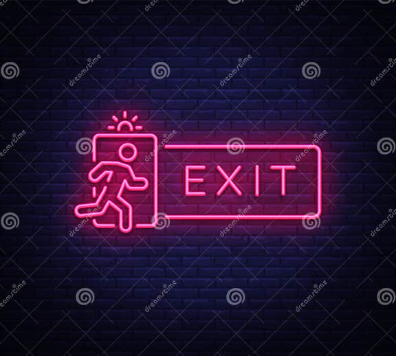 Exit Neon Signboard Vector. Exit Neon Sign, Design Template, Modern ...