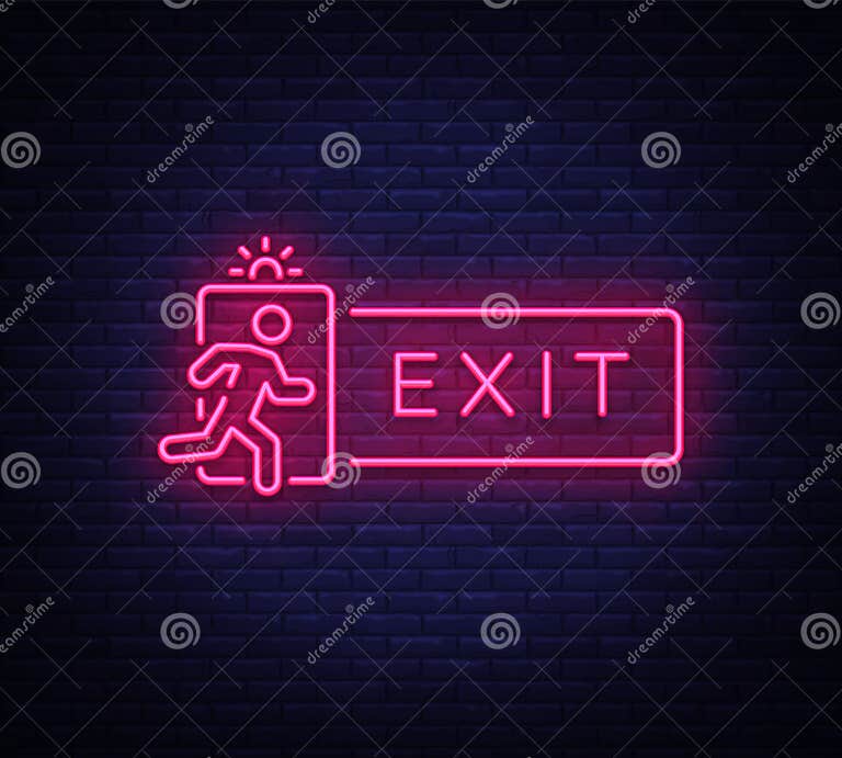 Exit Neon Signboard Vector. Exit Neon Sign, Design Template, Modern ...