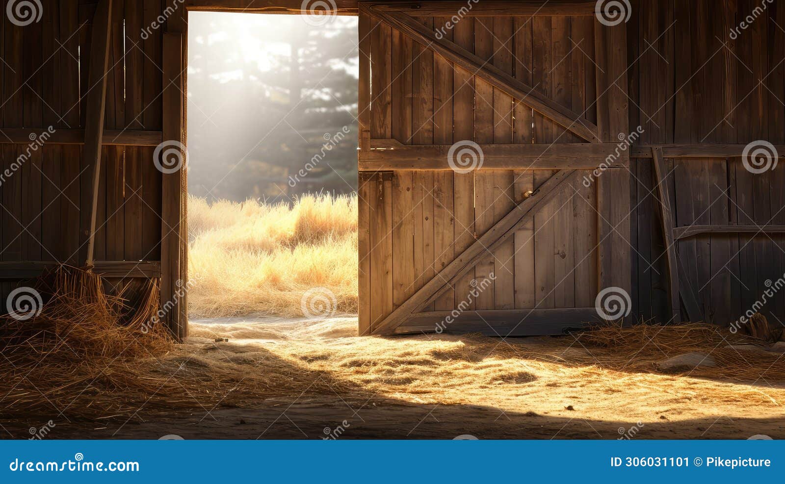 Exit open barn door stock illustration. Illustration of door - 306031101