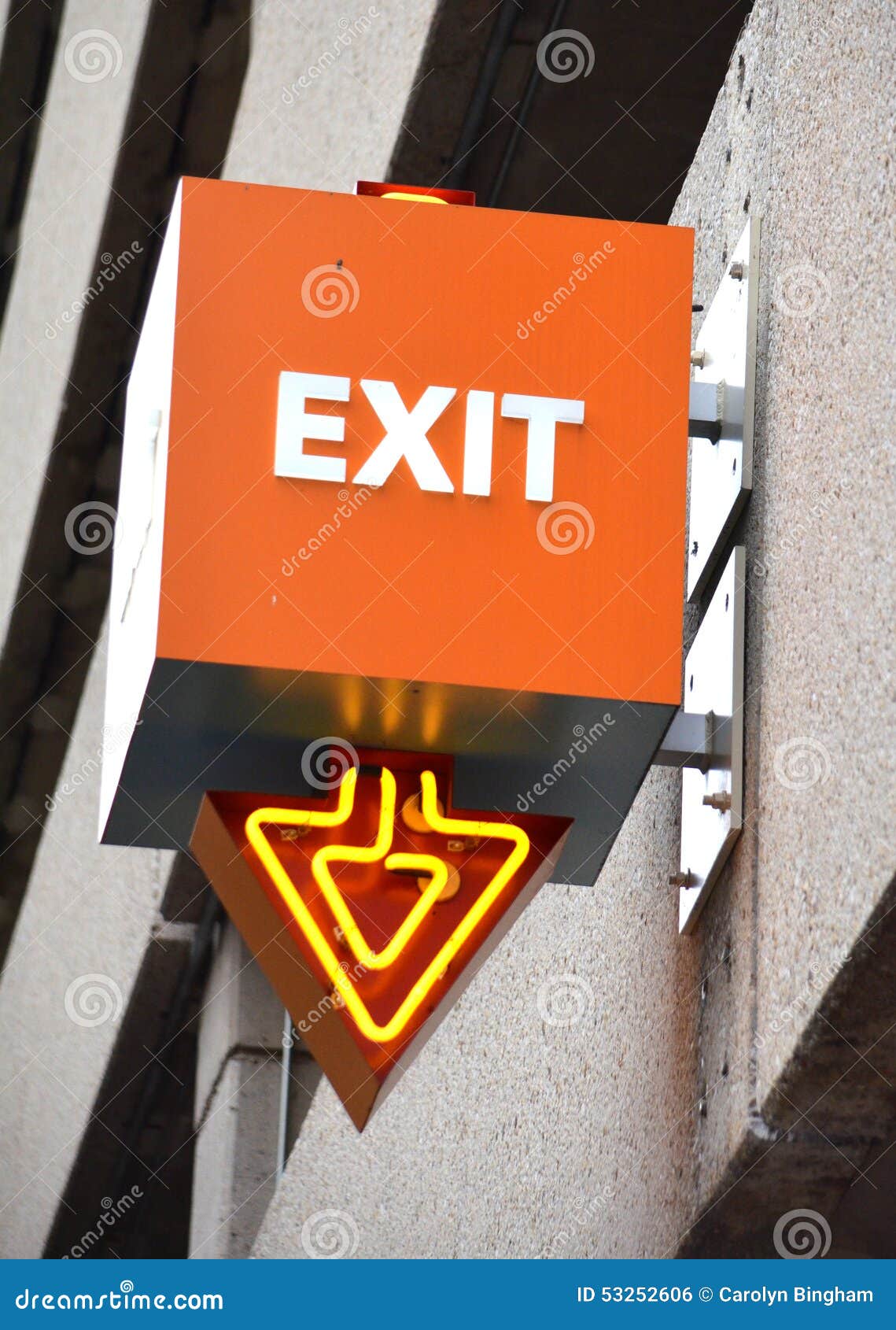 EXIT stock photo. Image of yellow, directions, neon, signage - 53252606