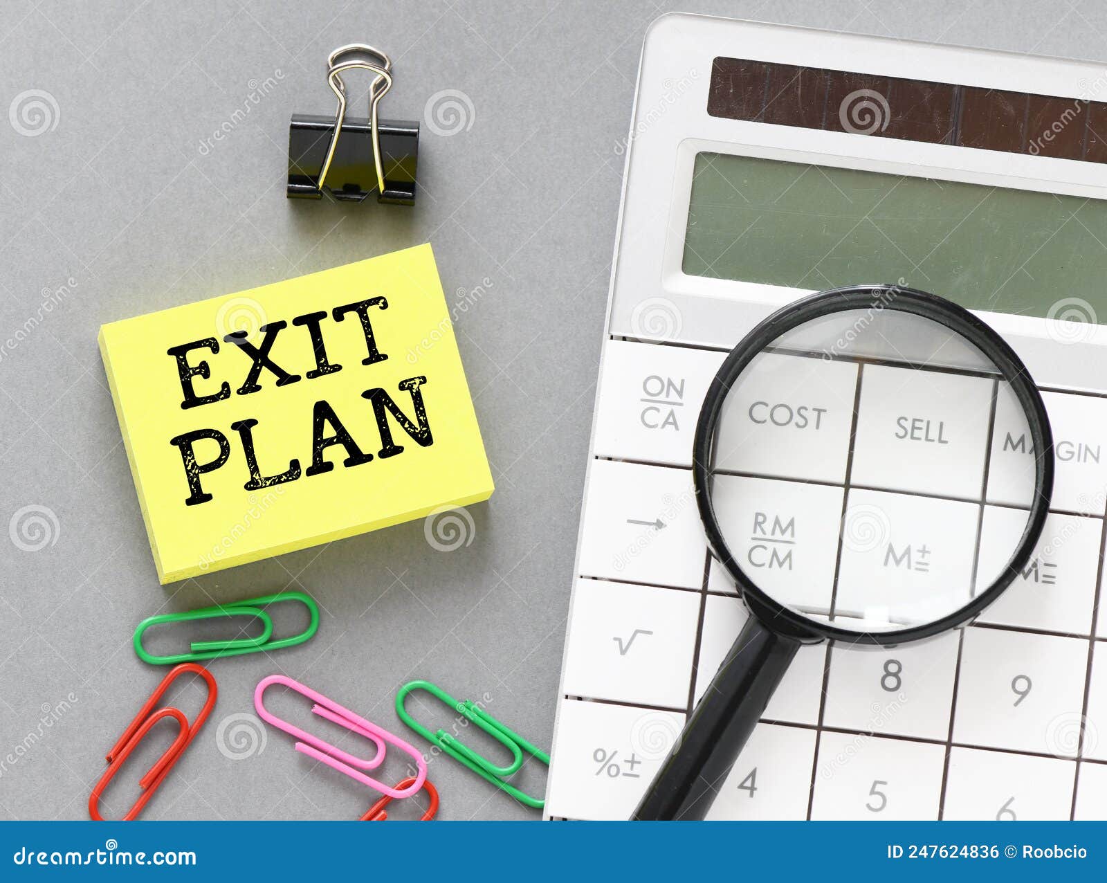 EXIT PLAN Words on a Small Piece of Paper Stock Photo - Image of ...