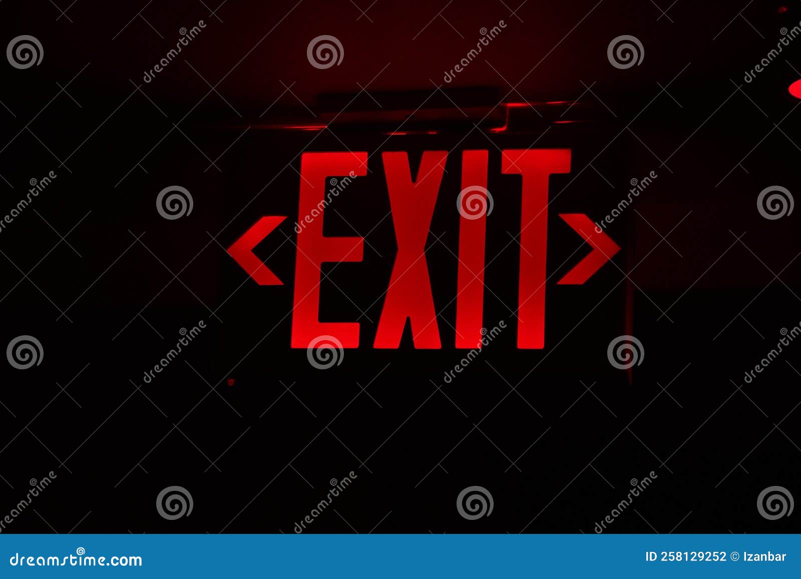 Exit Red Light Sign on Black Stock Photo - Image of evacuation, warning ...