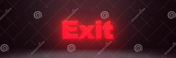 Exit Red Neon Lighting Text 3d Render, Lettering Banner Stock ...