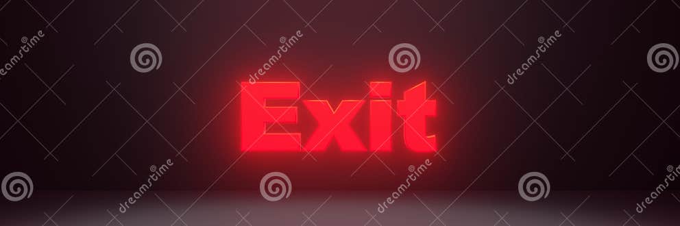 Exit Red Neon Lighting Text 3d Render, Lettering Banner Stock ...