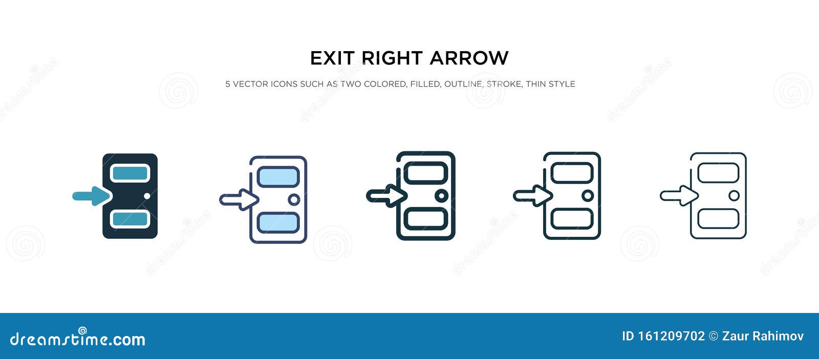 Exit Right Arrow Icon in Different Style Vector Illustration. Two ...