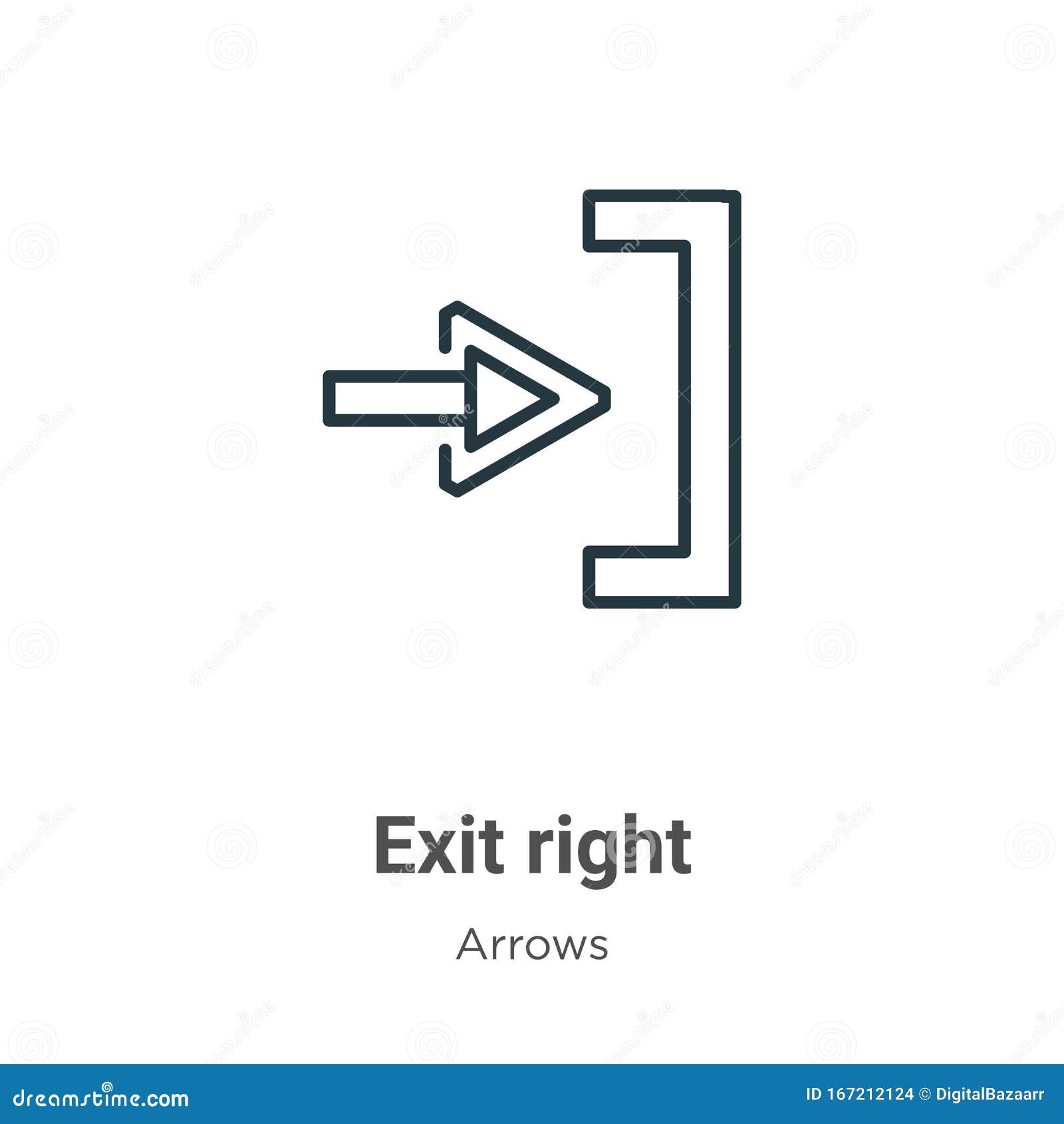 Exit Right Outline Vector Icon. Thin Line Black Exit Right Icon, Flat ...