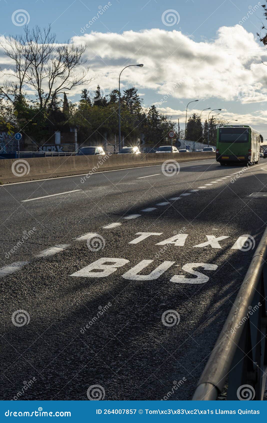 Exit Road from a City with Lane for Bus and Taxi Editorial Photography ...