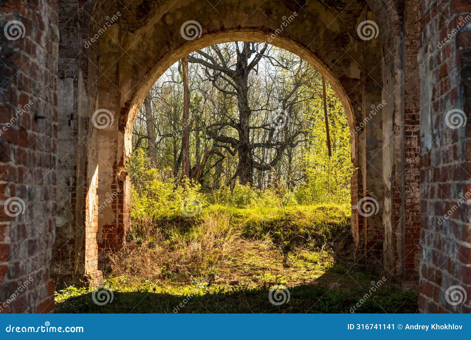 Exit from the Ruined Stone Building in the Form of an Arch, into the ...