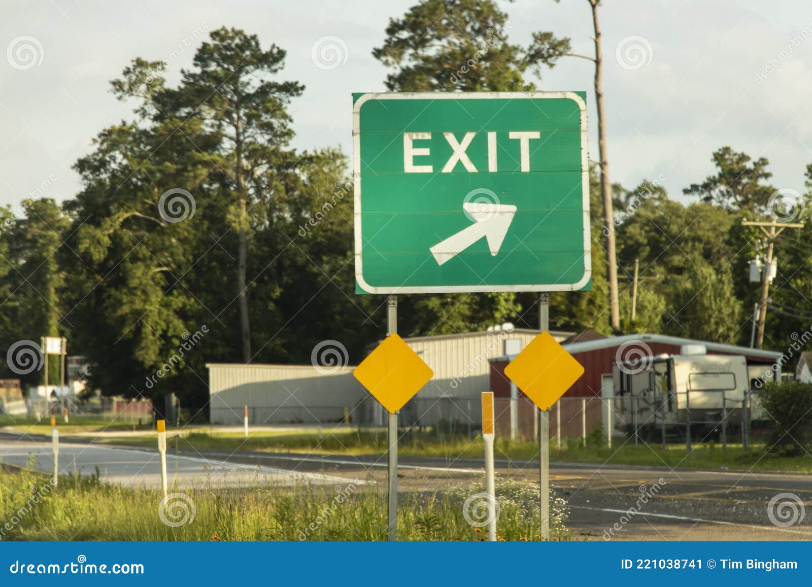 Exit Sign with Arrow stock image. Image of exit, driving - 221038741