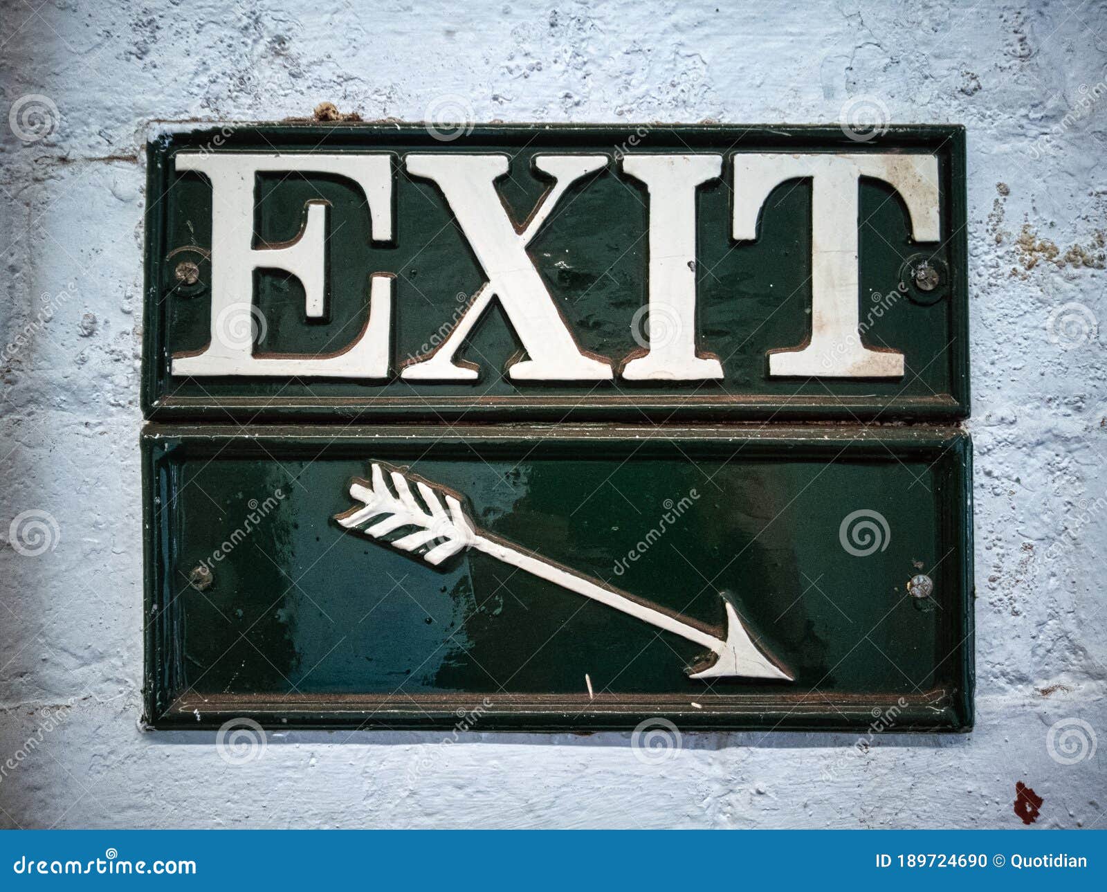 EXIT sign and arrow stock photo. Image of iron, sign - 189724690