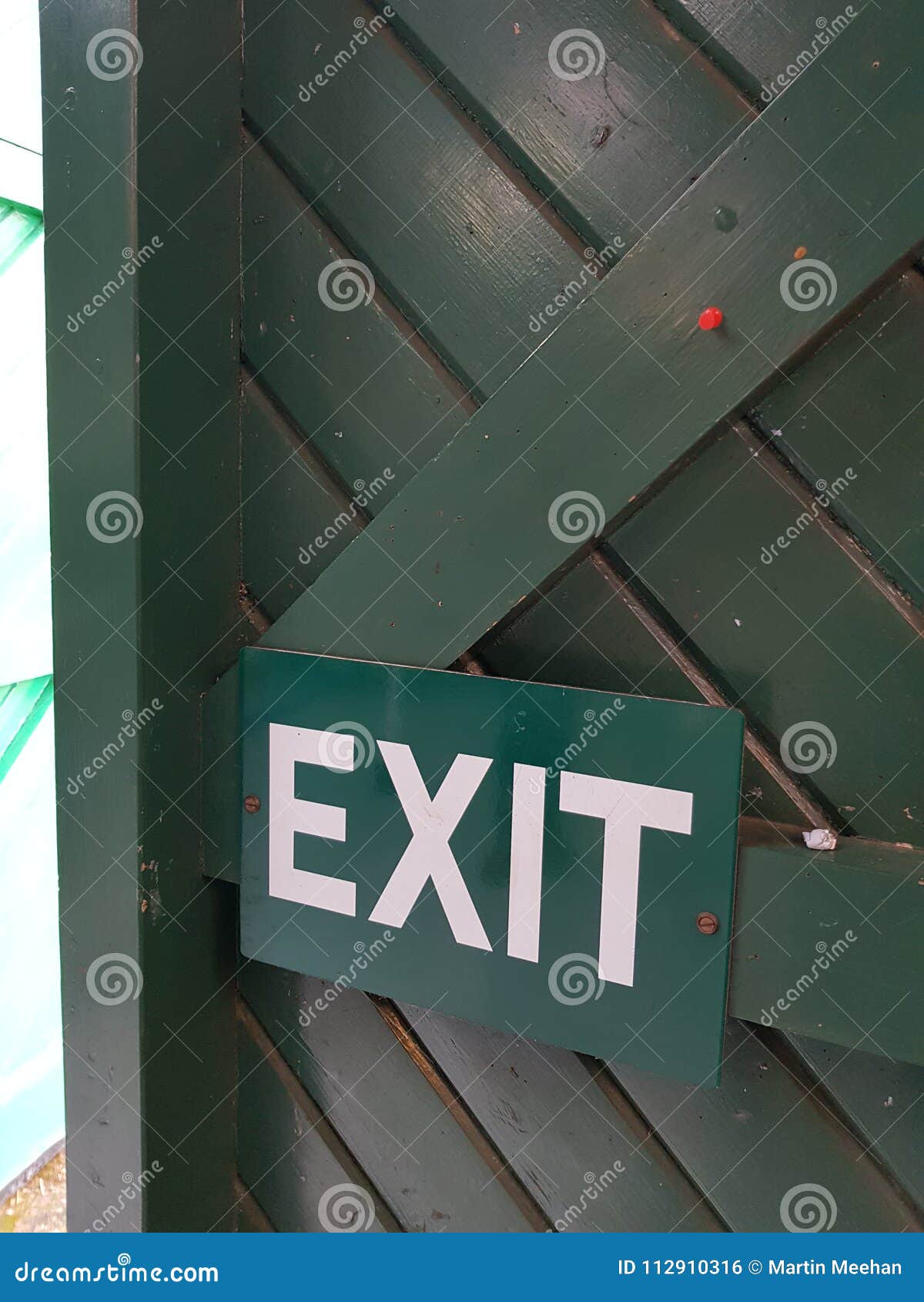 Exit Sign Attached To Green Door. Stock Photo - Image of wood, exit ...