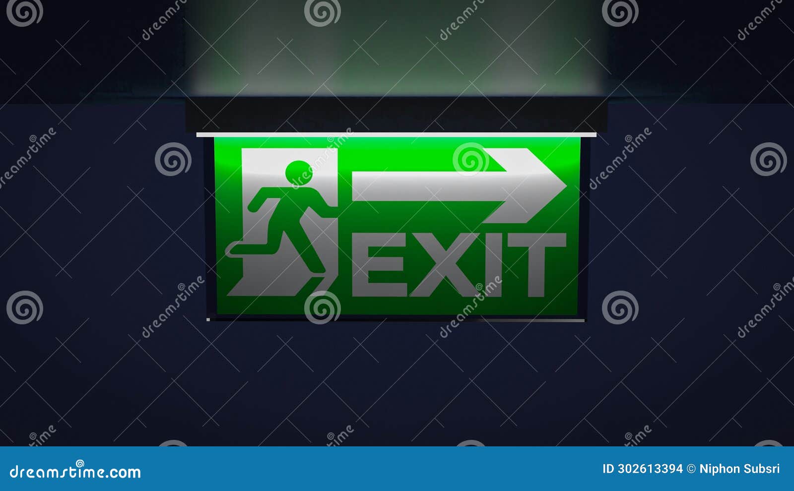 The Exit Sign for Background Concept 3d Rendering Stock Illustration ...