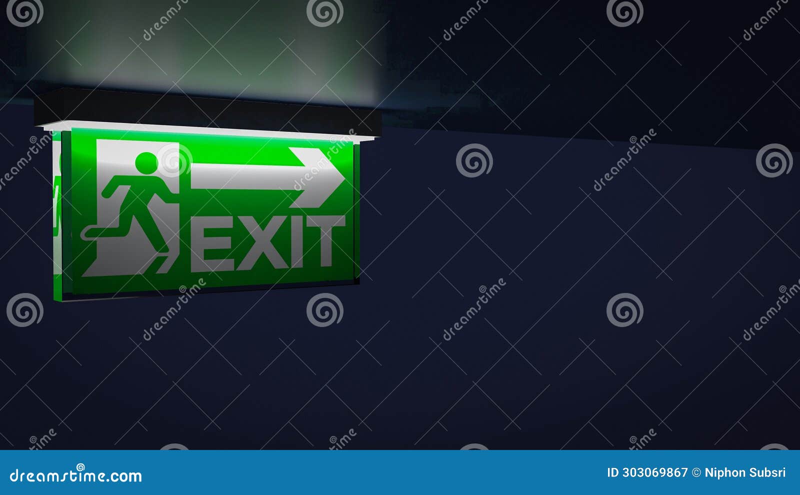 The Exit Sign for Background Concept 3d Rendering Stock Illustration ...