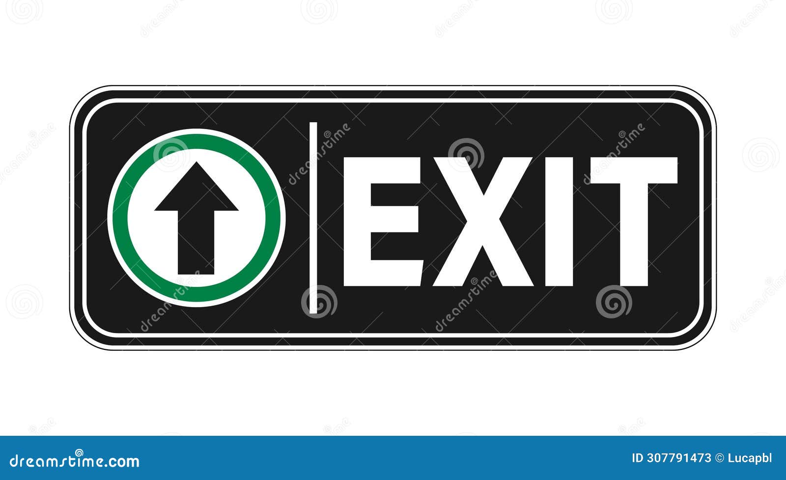 Exit Sign, Directional Arrow Inside a Green Border Circle. Text ...