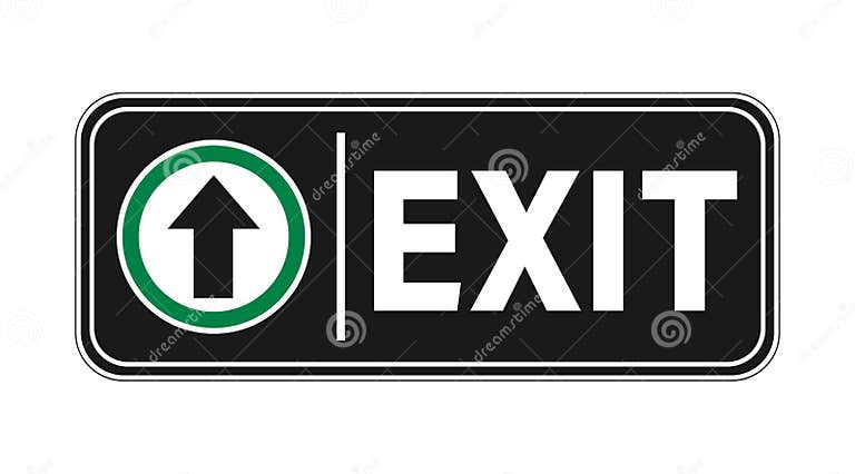 Exit Sign, Directional Arrow Inside a Green Border Circle. Text ...