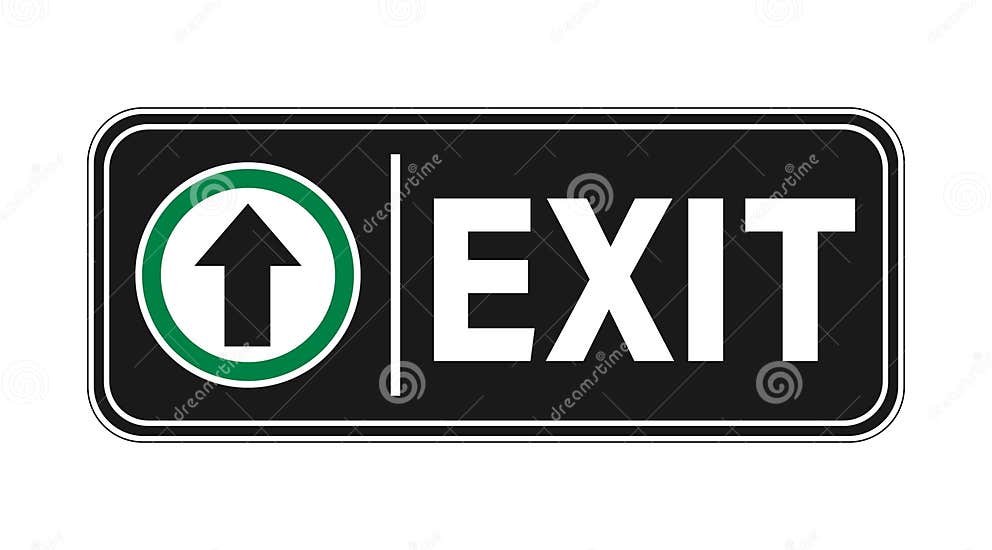 Exit Sign, Directional Arrow Inside a Green Border Circle. Text ...