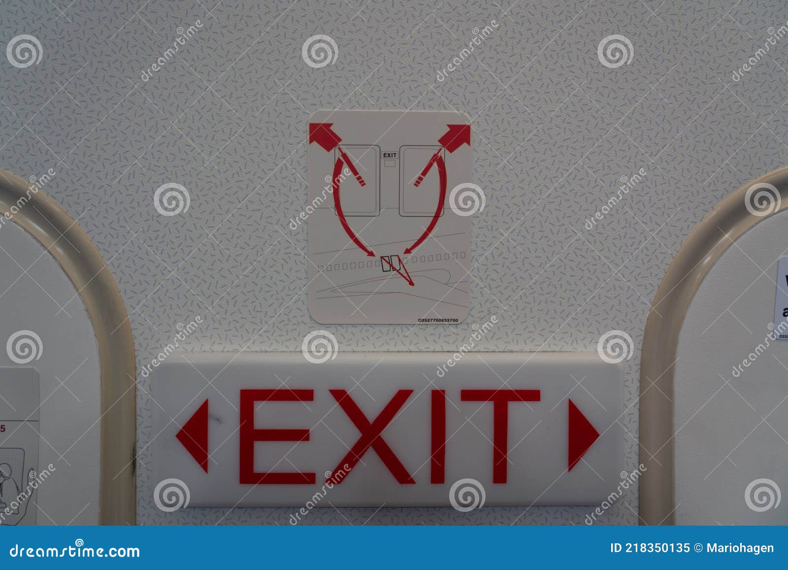 EXIT Sign on an Emergency Exit Door in an Airplane Shows the Way How Do ...