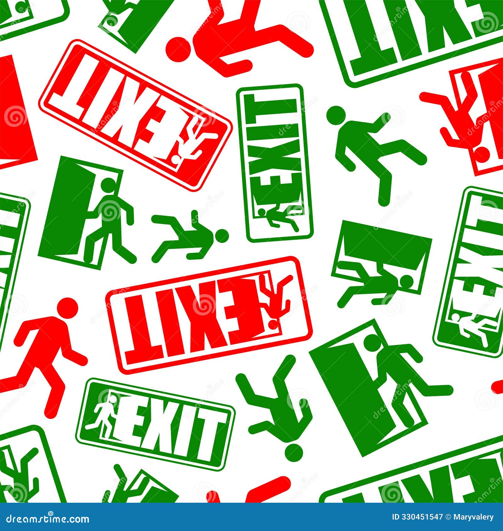 Exit Sign Evacuation Pattern Seamless. Man Exiting Door Symbol ...