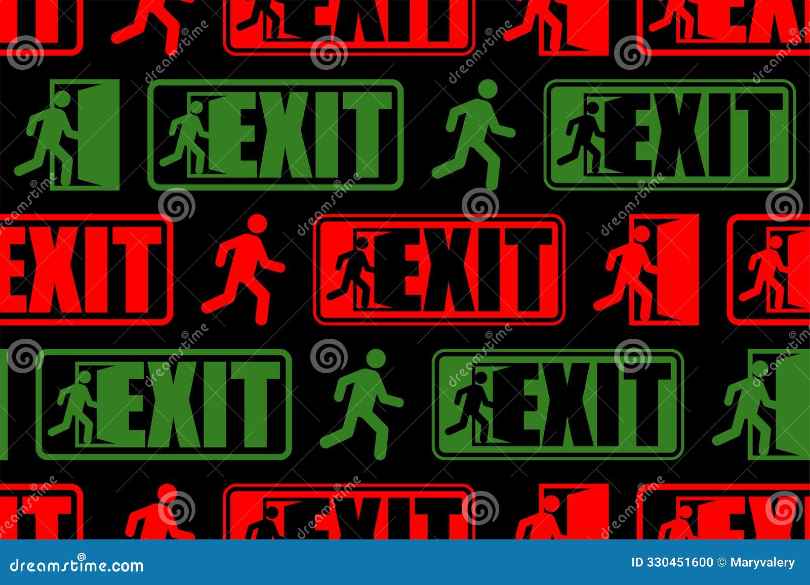 Exit Sign Evacuation Pattern Seamless. Man Exiting Door Symbol ...
