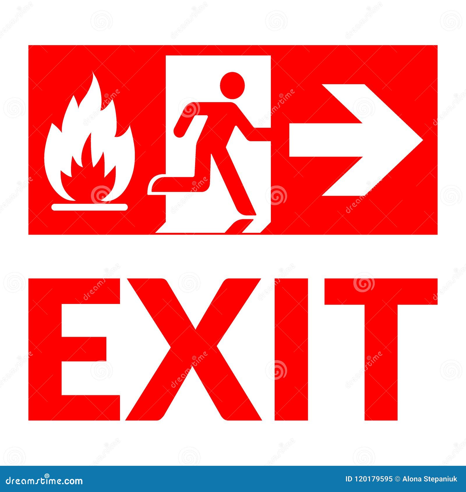 Exit sign fire stock vector. Illustration of leaving - 120179595