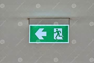 Exit Sign Hanging on the Ceiling. Stock Photo - Image of guide ...