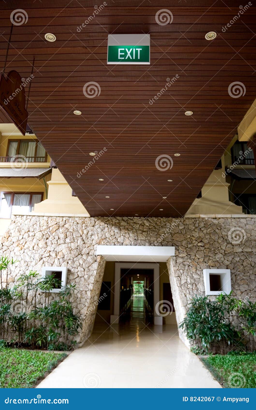 Exit sign at a hotel stock image. Image of entrance, building - 8242067