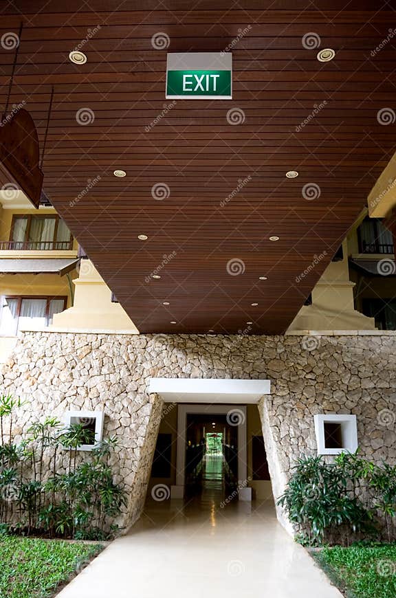 Exit sign at a hotel stock image. Image of entrance, building - 8242067