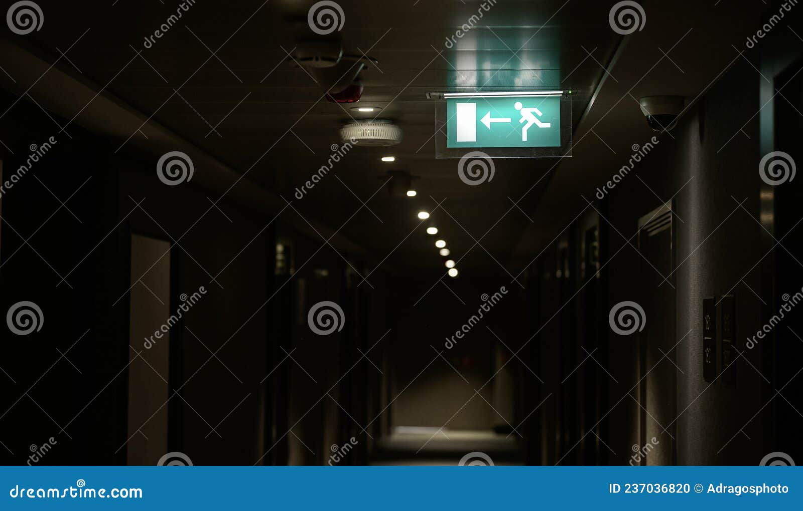 Exit Sign Inside a Hotel Hallway. this Indicators Show To Tourists the ...