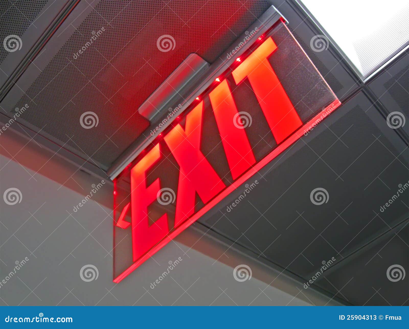 Exit Emergency Sign Inside of Silver Surface, Rescue Red Led Light ...