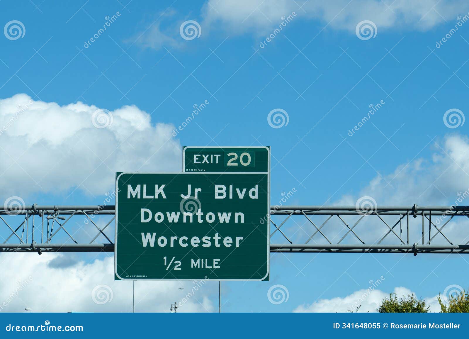 Exit 20 Sign on Interstate 290 in Worcester, Massachusetts Stock Image ...