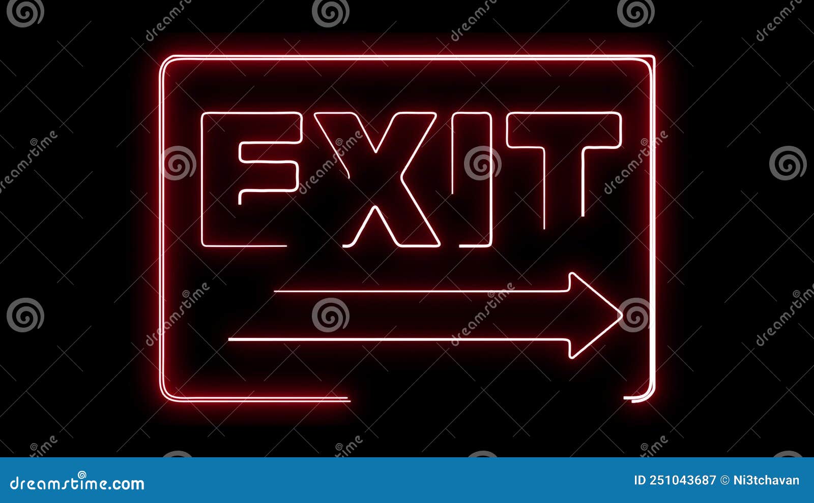 Exit Sign Neon Light Flickering on Black Background. Stock Video ...