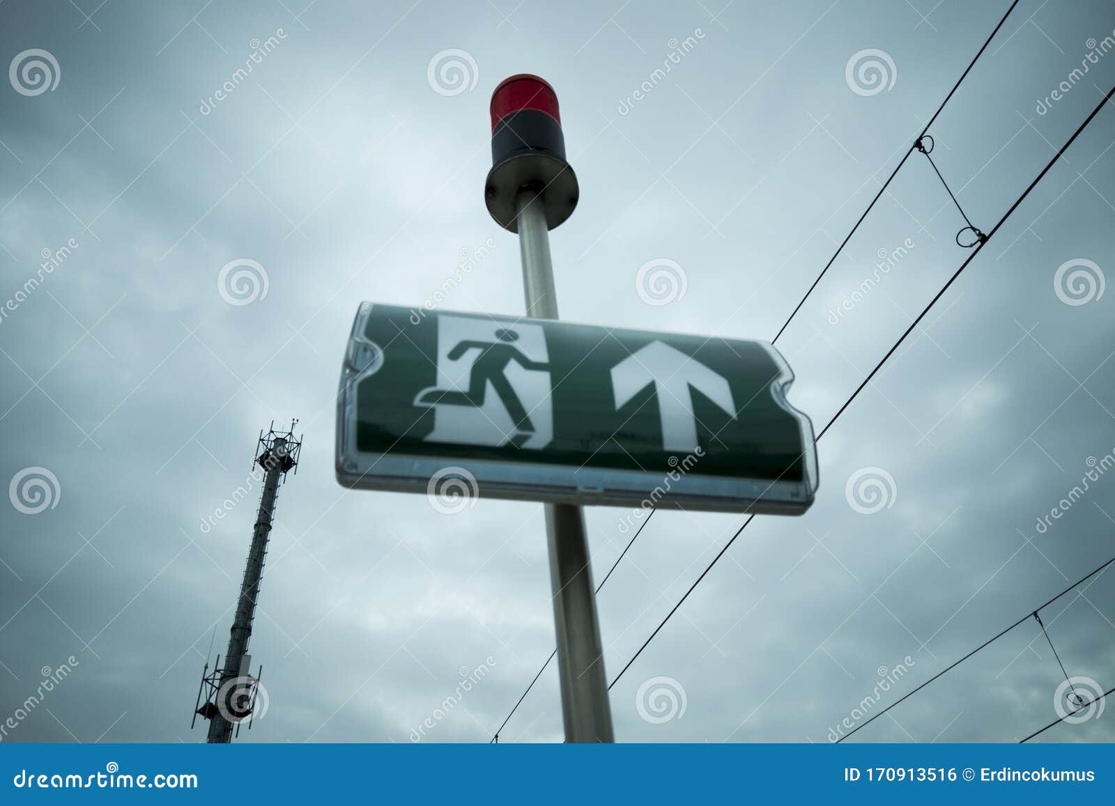 Exit Sign in Railway Station Stock Photo - Image of safe, station ...