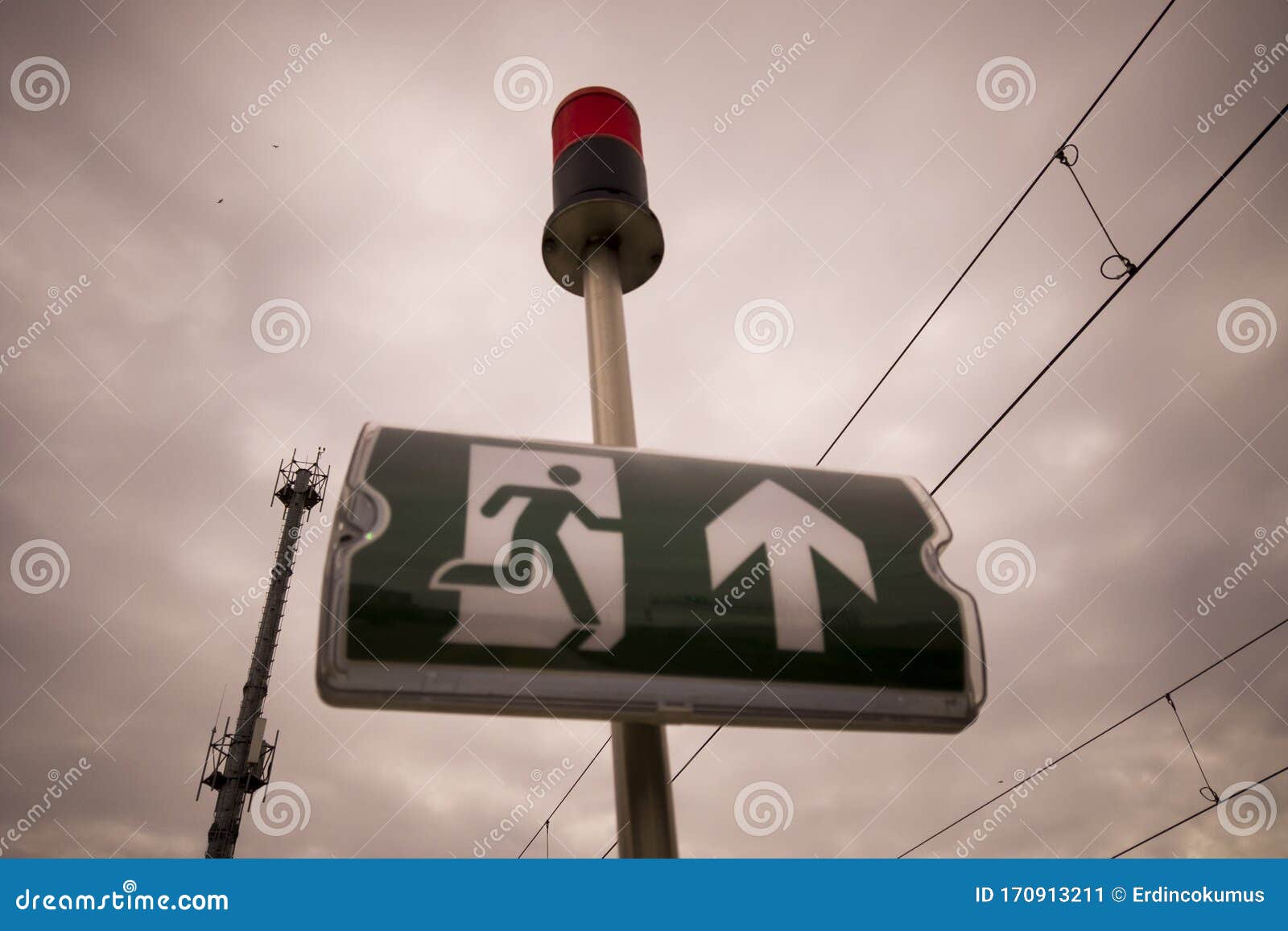 Exit Sign in Railway Station Stock Image - Image of rescue, doorway ...