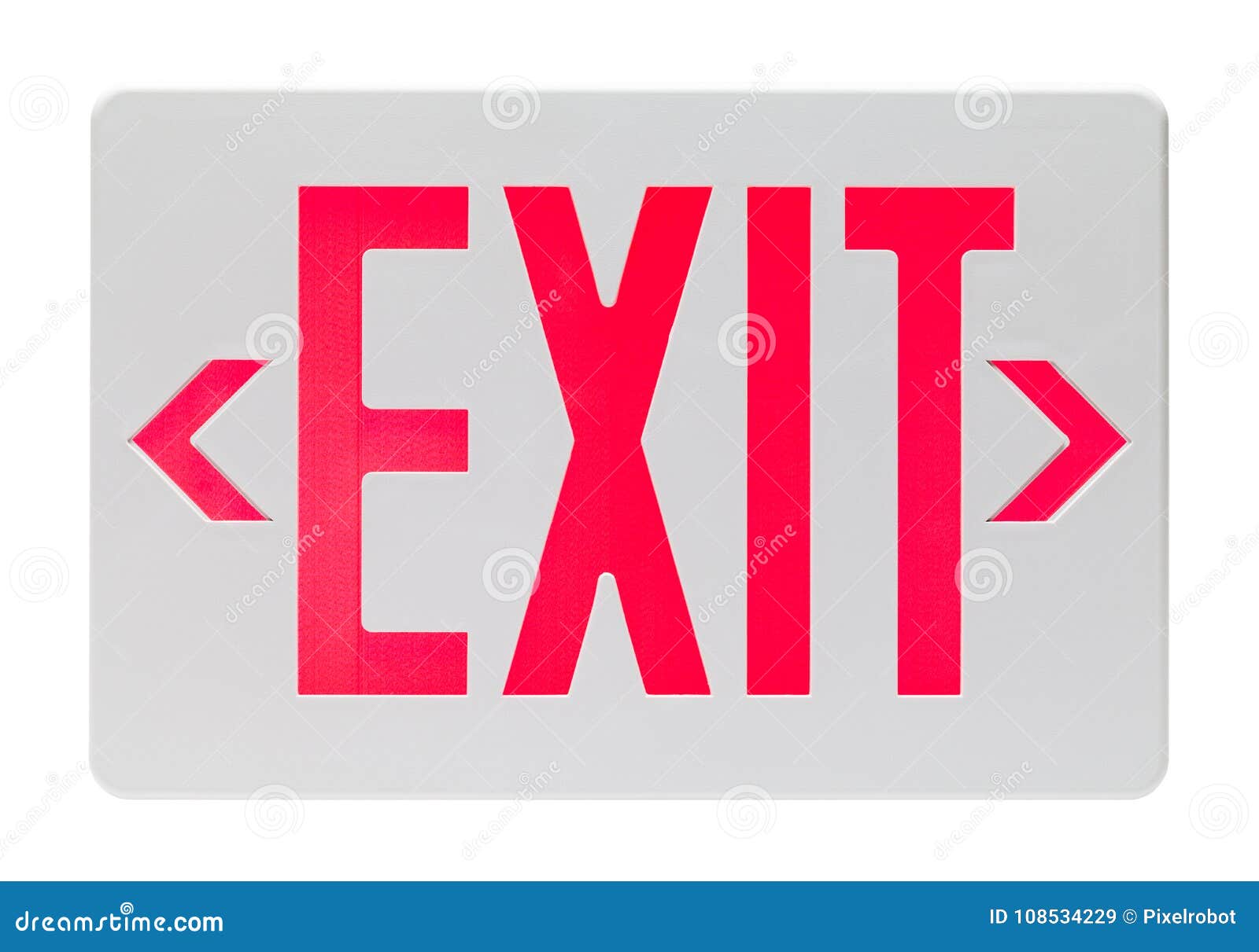 Exit Sign Detail On The Ceiling Of An Office Building With Dark ...