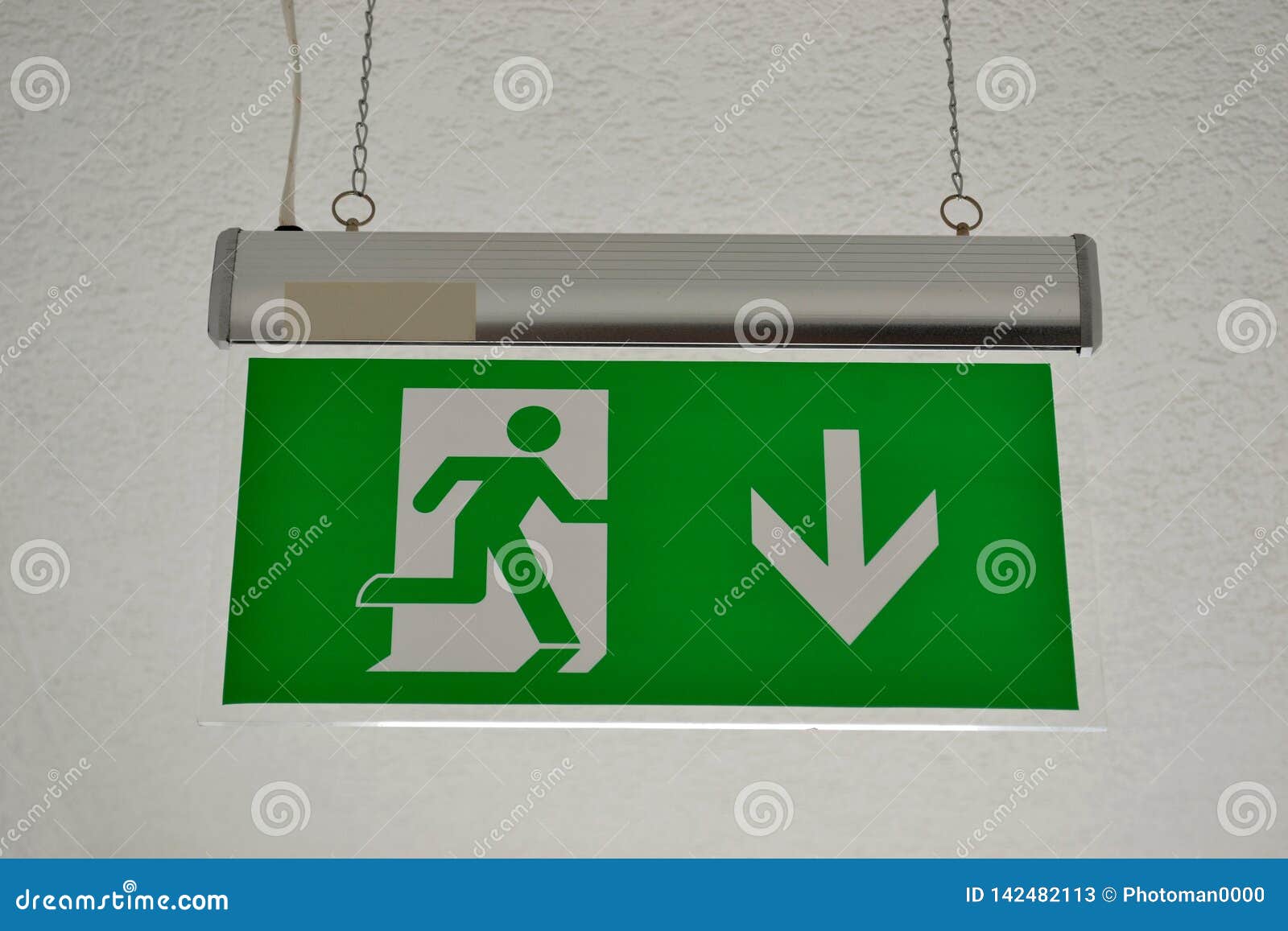 Exit Sign Table Fixed To the Ceiling Stock Image - Image of door, white ...