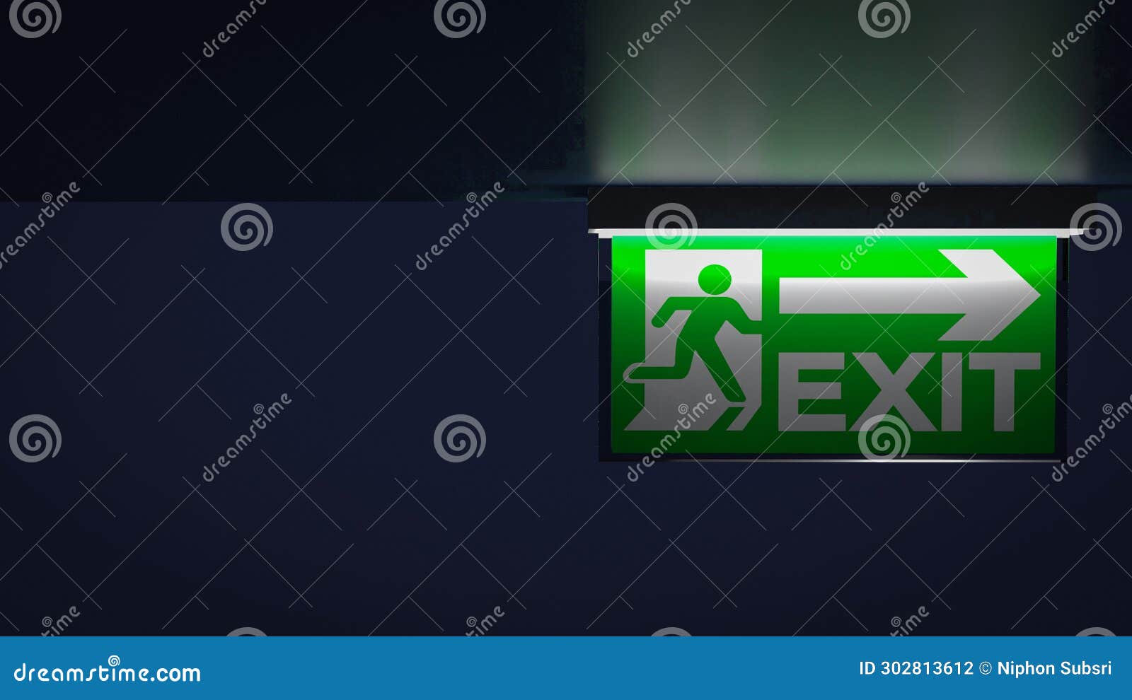 The Exit Sign for Background Concept 3d Rendering Stock Illustration ...