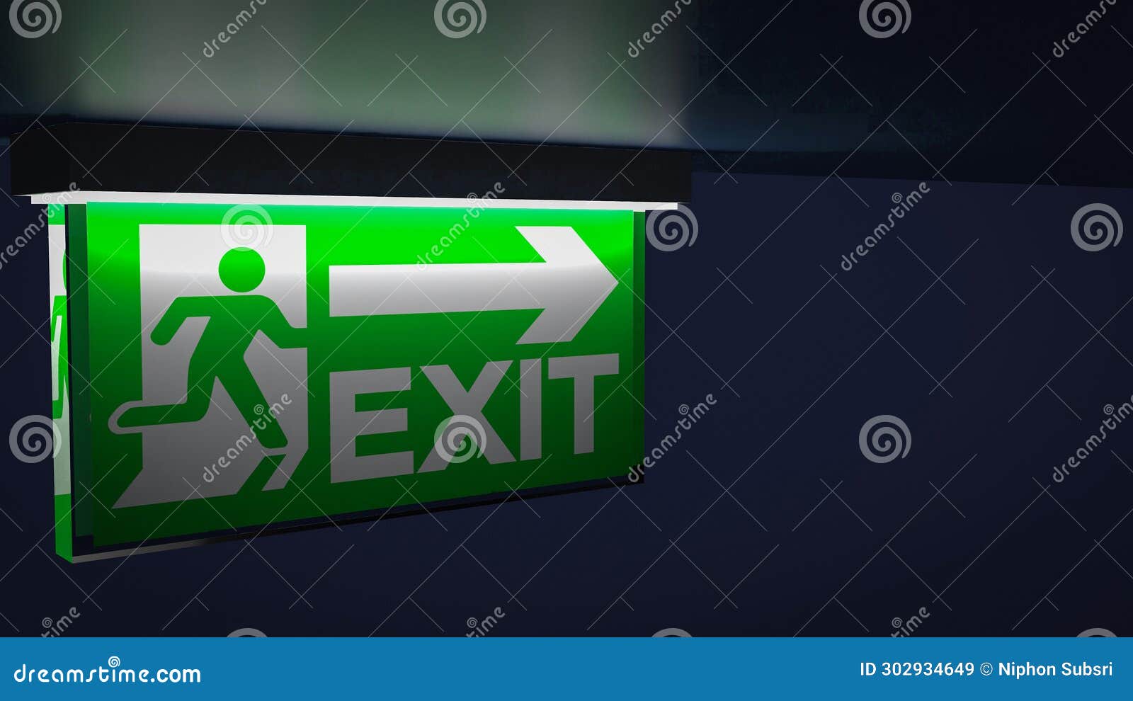 The Exit Sign for Background Concept 3d Rendering Stock Illustration ...