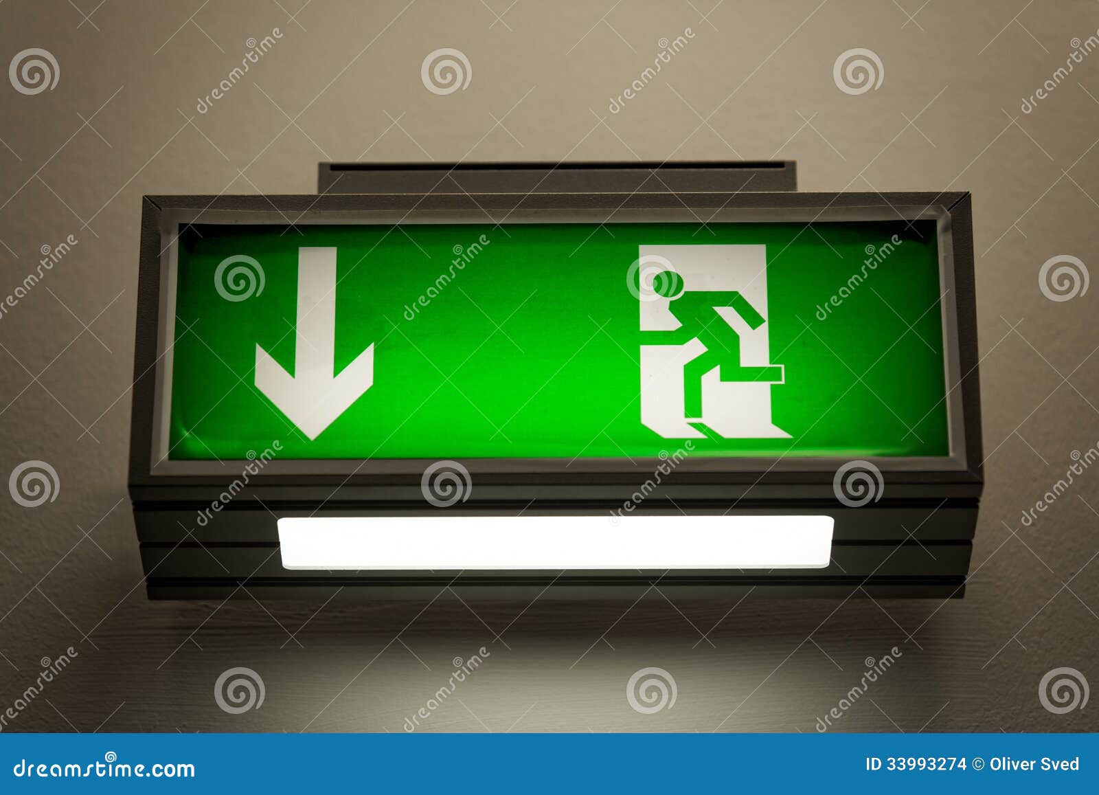 Exit sign on the wall stock photo. Image of door, emergency - 33993274