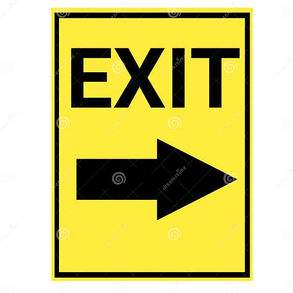 Exit Sign with White Background with One Side Arrow Show. Stock ...