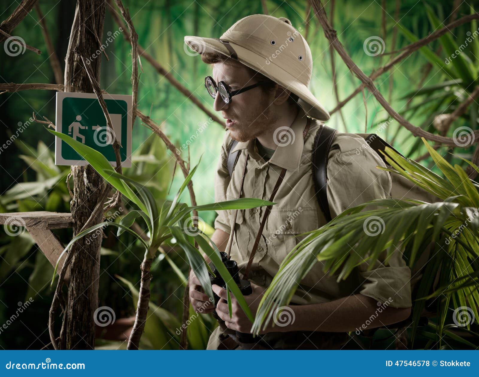 Exit Sign in the Wilderness Stock Photo - Image of binoculars, foliage ...
