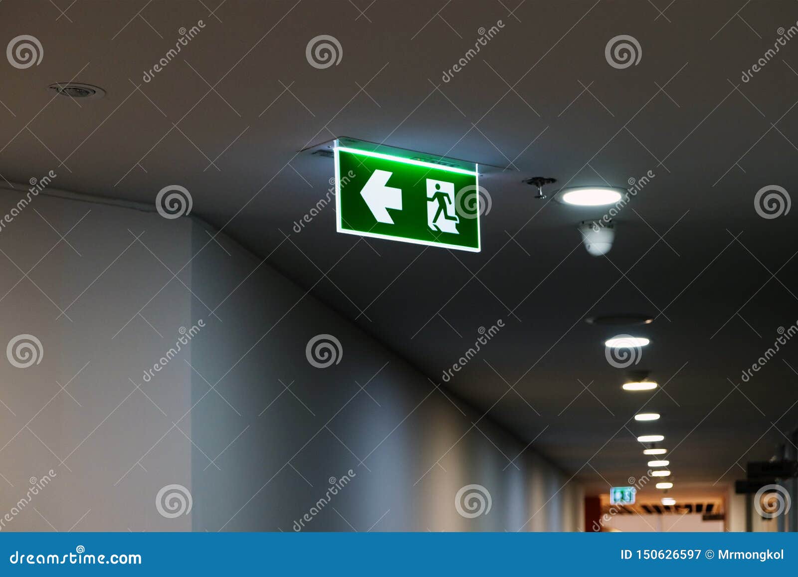 Exit Signs for Emergency Situation Stock Image - Image of case, ceiling ...