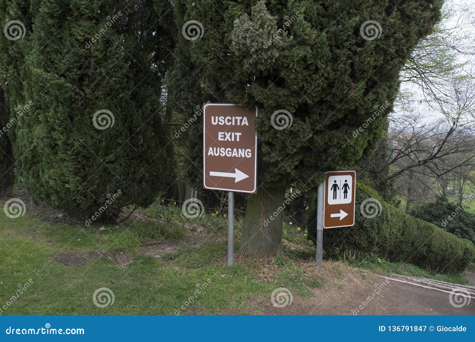 Exit signs at park stock image. Image of indicator, exit - 136791847