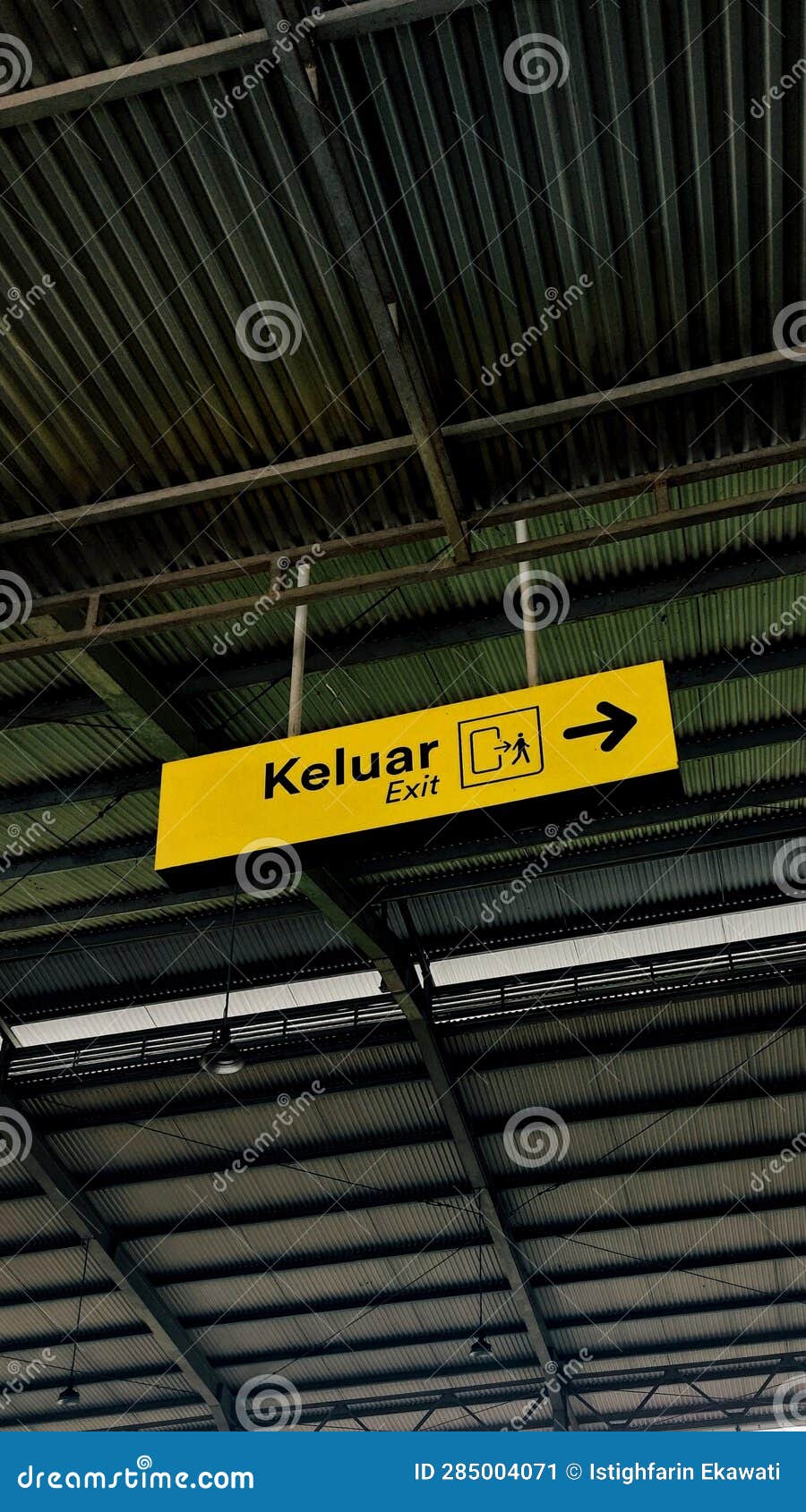Exit Signs for Passengers at the Train Station. Stock Image - Image of ...